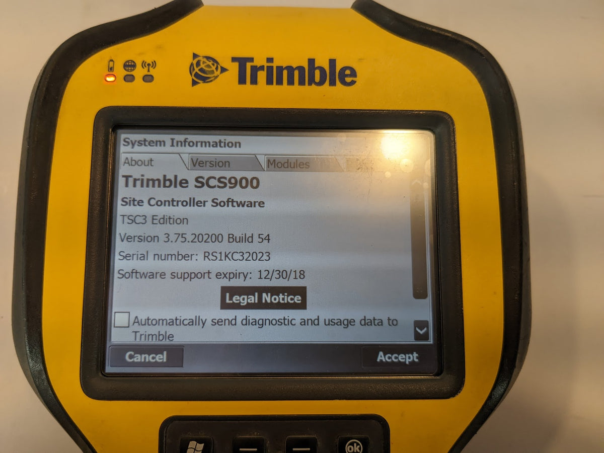 Trimble TSC3 Data Collector w/ SCS900 Software Version 3.75.20200 & Ac ...