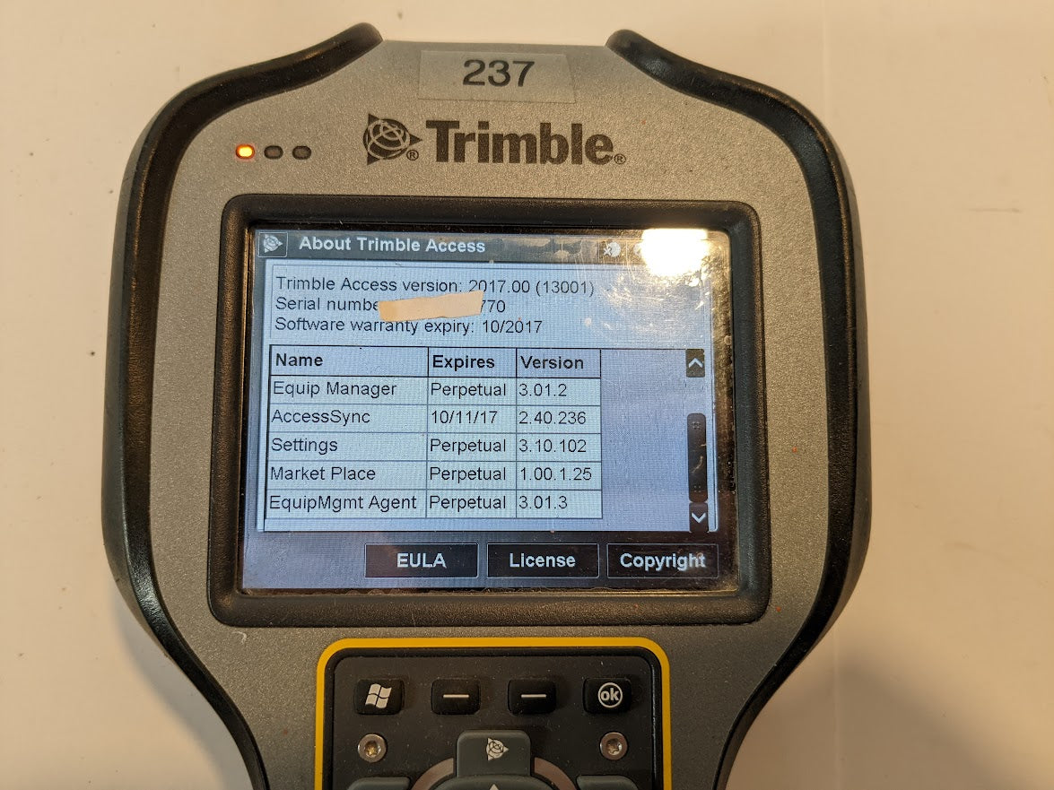Trimble TSC3 Data Collector Perp. License Total Station GPS Access 201 ...