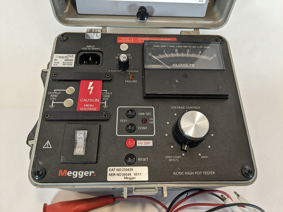 Megger 230425 AC/DC High-Pot Tester, 0 to 4 kV AC, 0 to 5 kV DC-NIST C ...