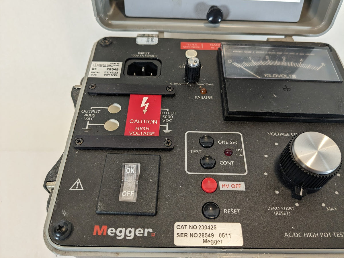 Megger 230425 AC/DC High-Pot Tester, 0 to 4 kV AC, 0 to 5 kV DC-NIST C ...